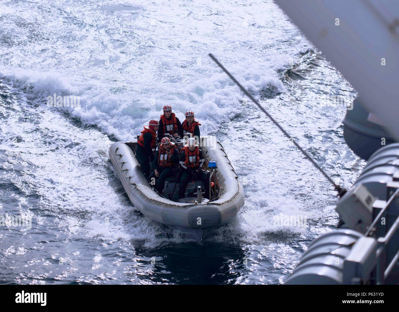 160410-N-TO519-217 ATLANTIC OCEAN (April 10, 2016) Sailors in a rigid ...