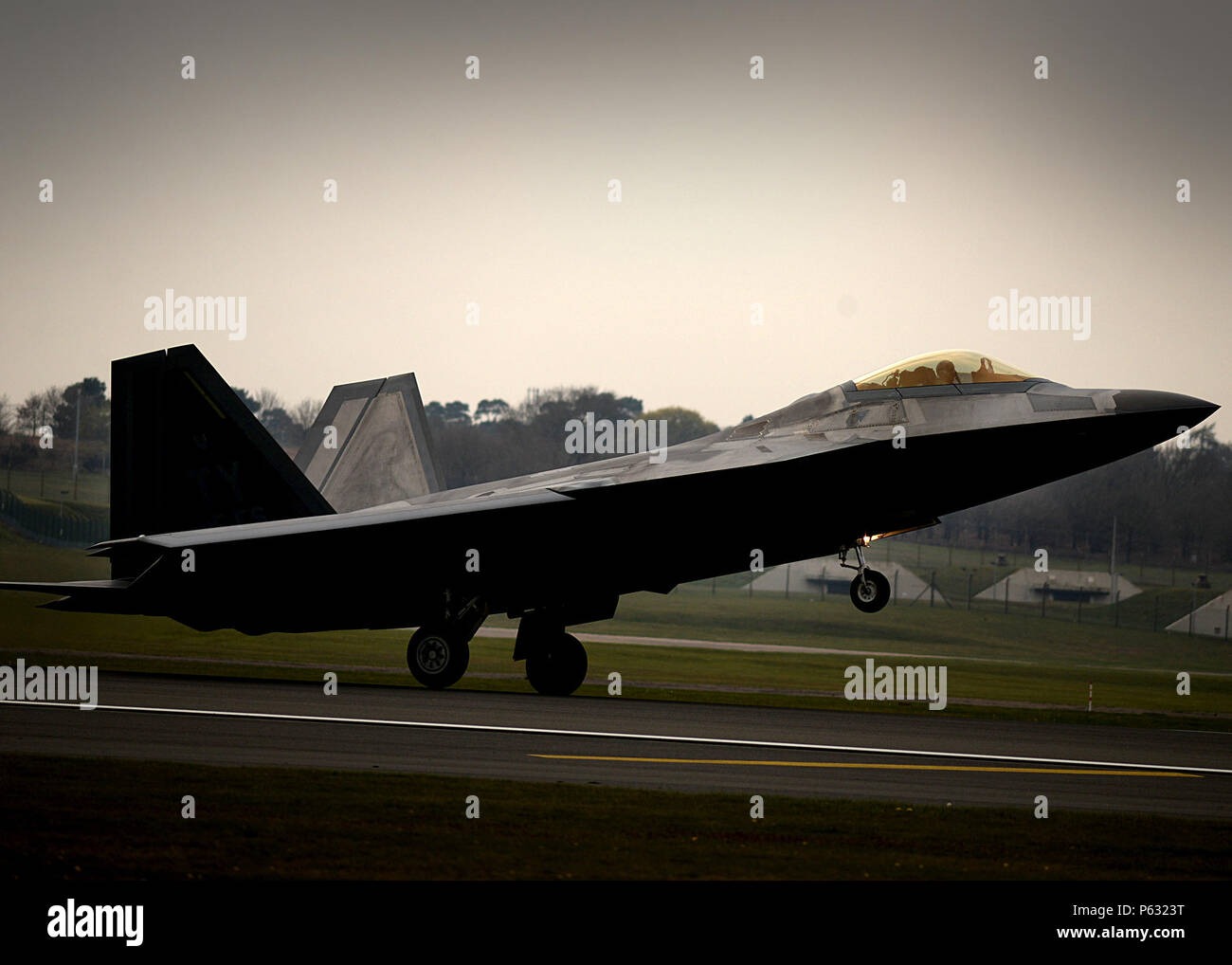 An F-22 Raptor from the 95th Fighter Squadron lands April 11, at Royal ...