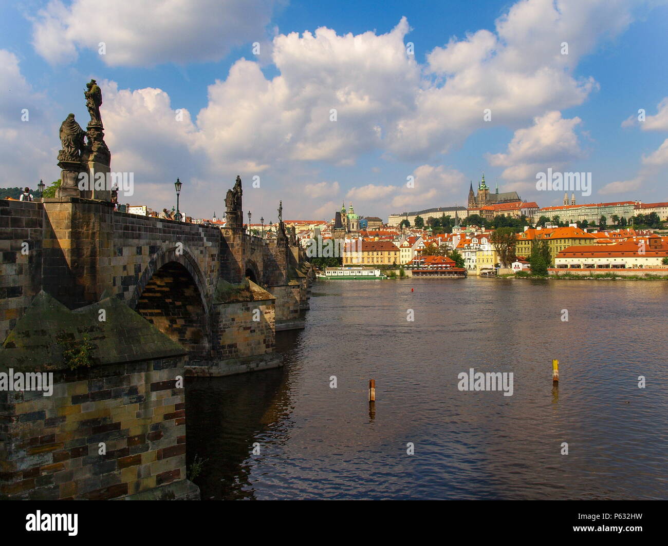 The Charles Bridge over the Vltava River in Prague, Czech Republic ...