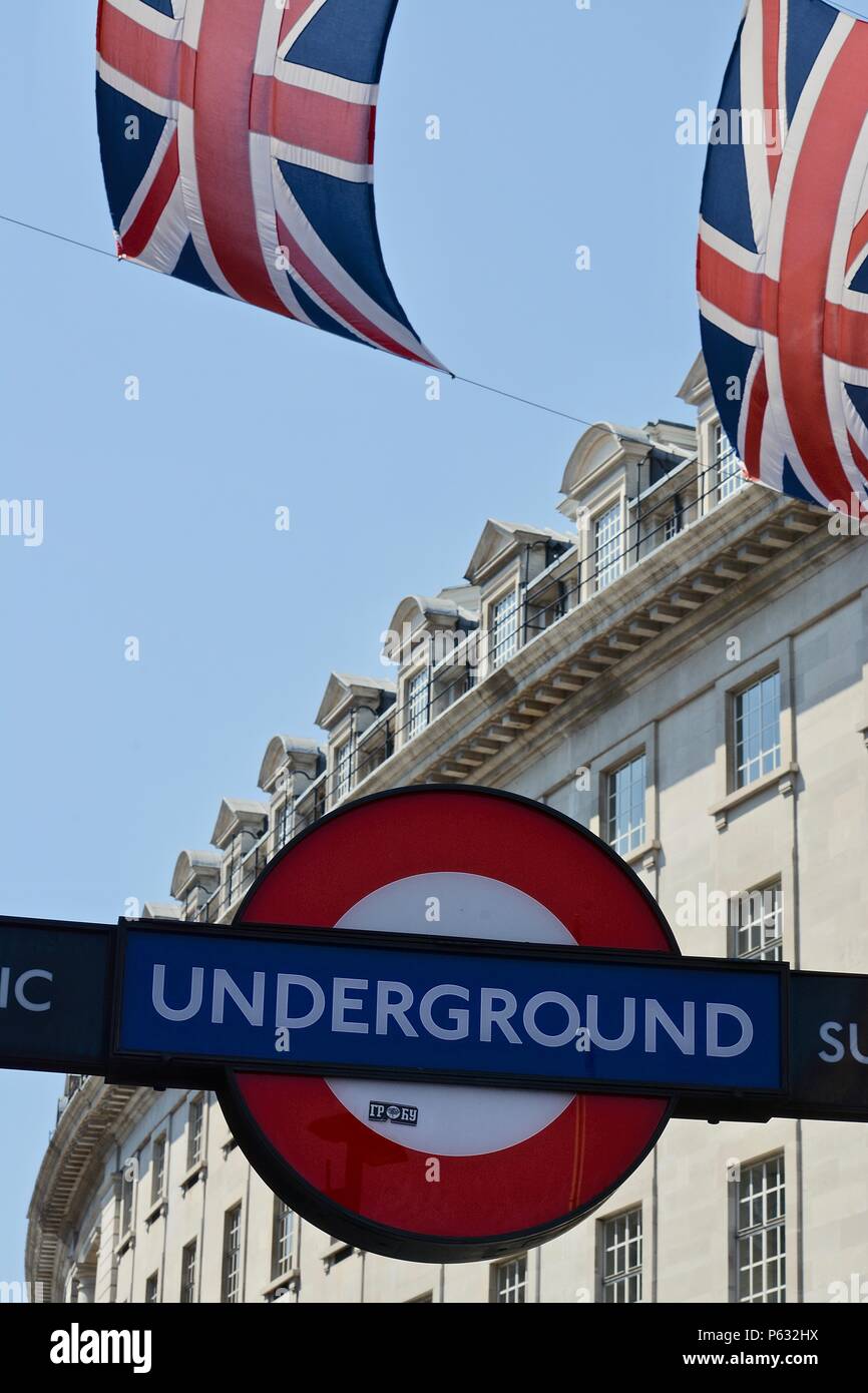 The iconic Transport for London Underground tube roundel at Piccadilly ...