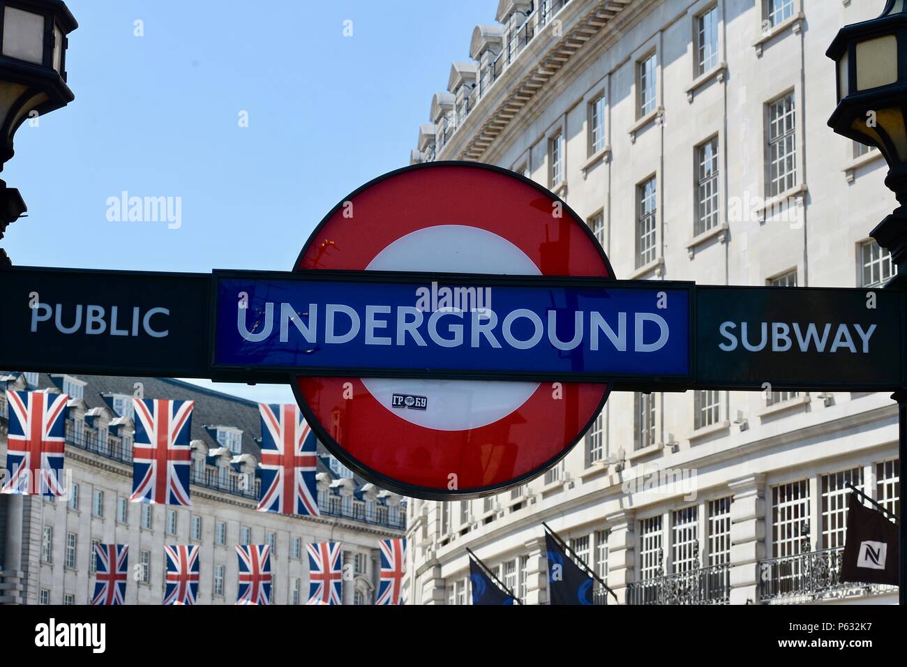 The iconic Transport for London Underground tube roundel at Piccadilly ...