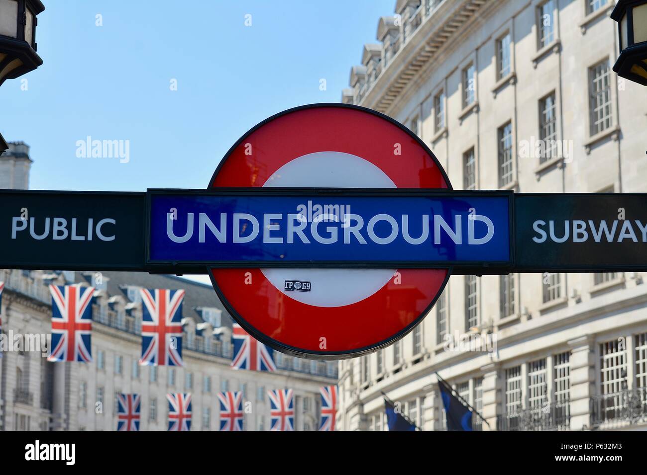 The iconic Transport for London Underground tube roundel at Piccadilly ...