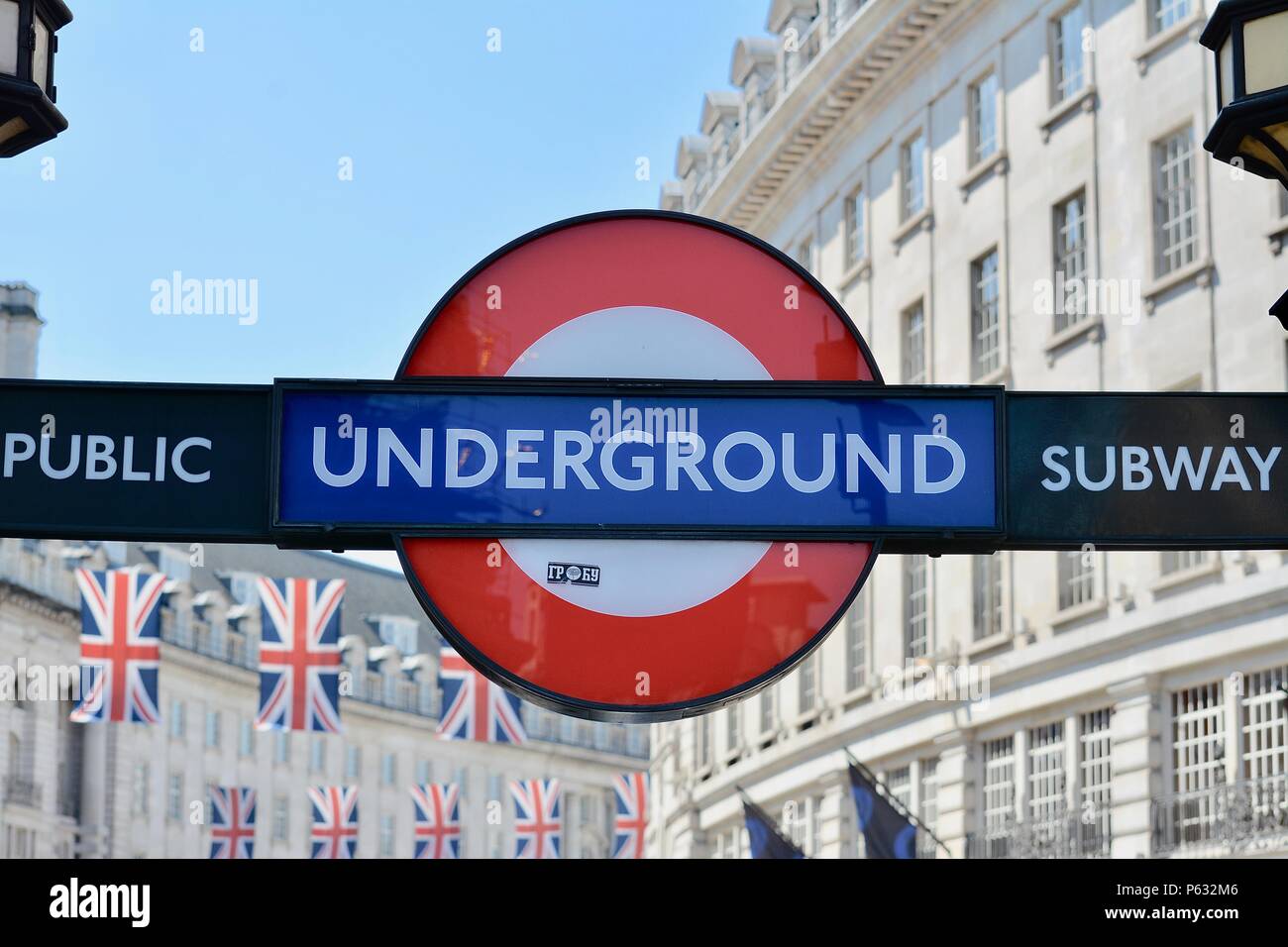 The iconic Transport for London Underground tube roundel at Piccadilly ...