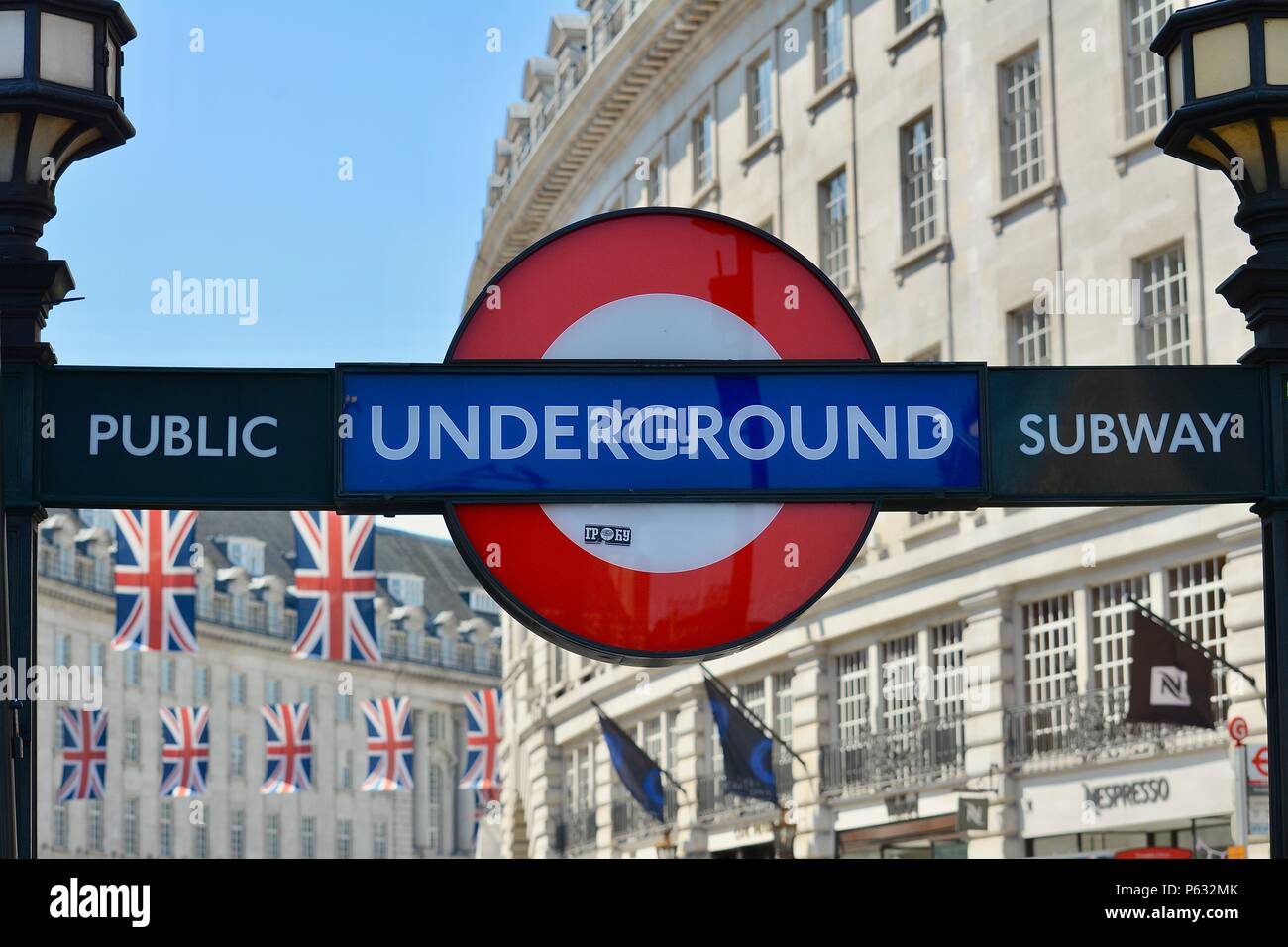 The iconic Transport for London Underground tube roundel at Piccadilly ...