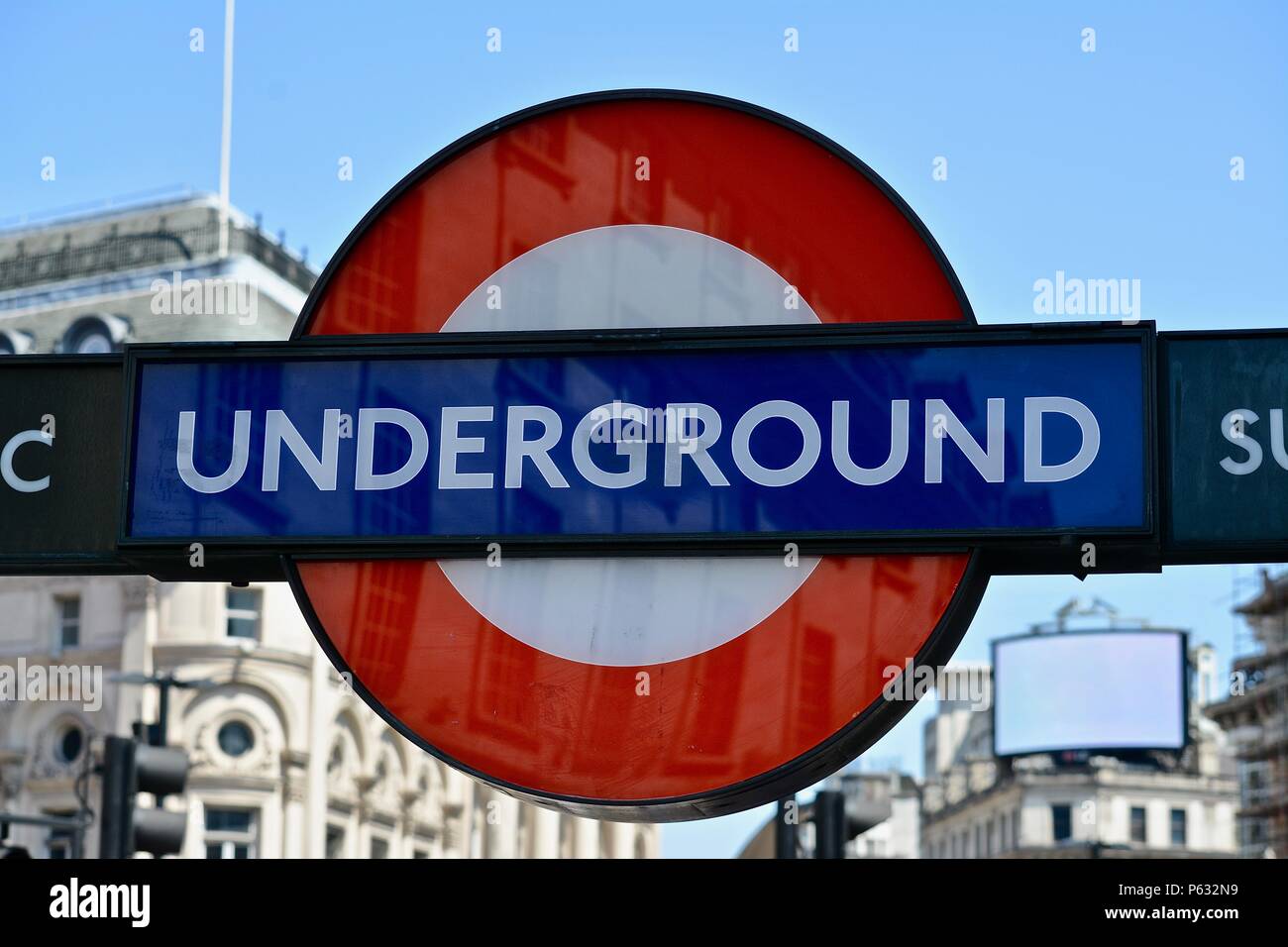 The iconic Transport for London Underground tube roundel at Piccadilly ...