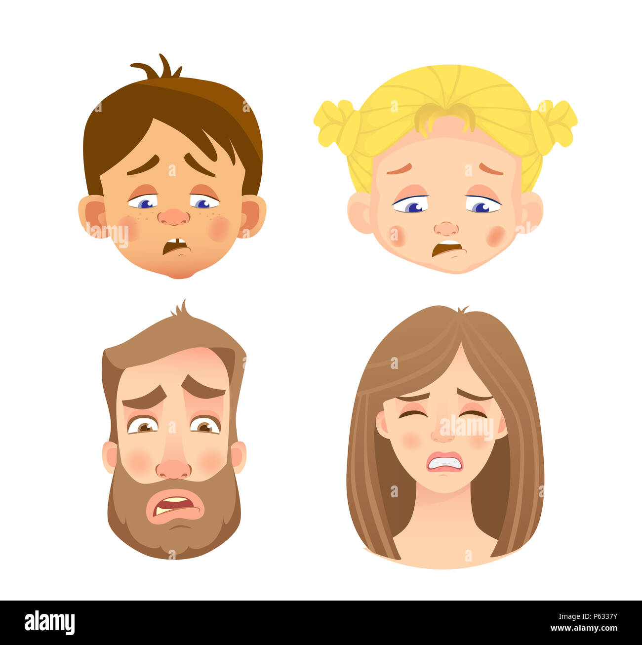 Emotions of human face. Set of human faces expressing emotions ...