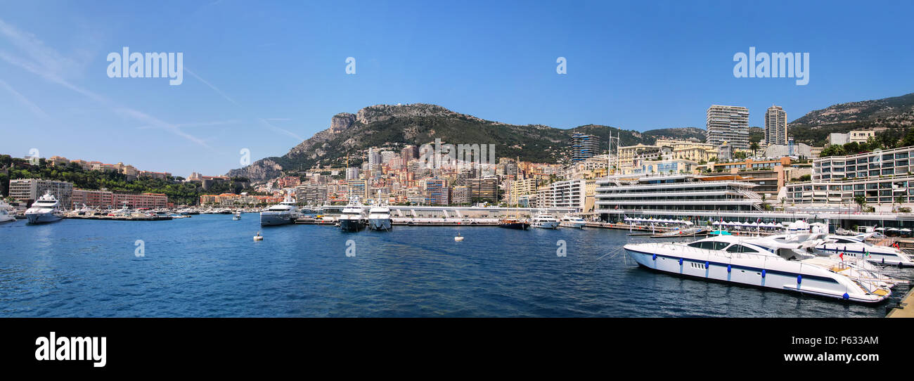 Panorama of La Condamine ward and Port Hercules in Monaco. Port ...