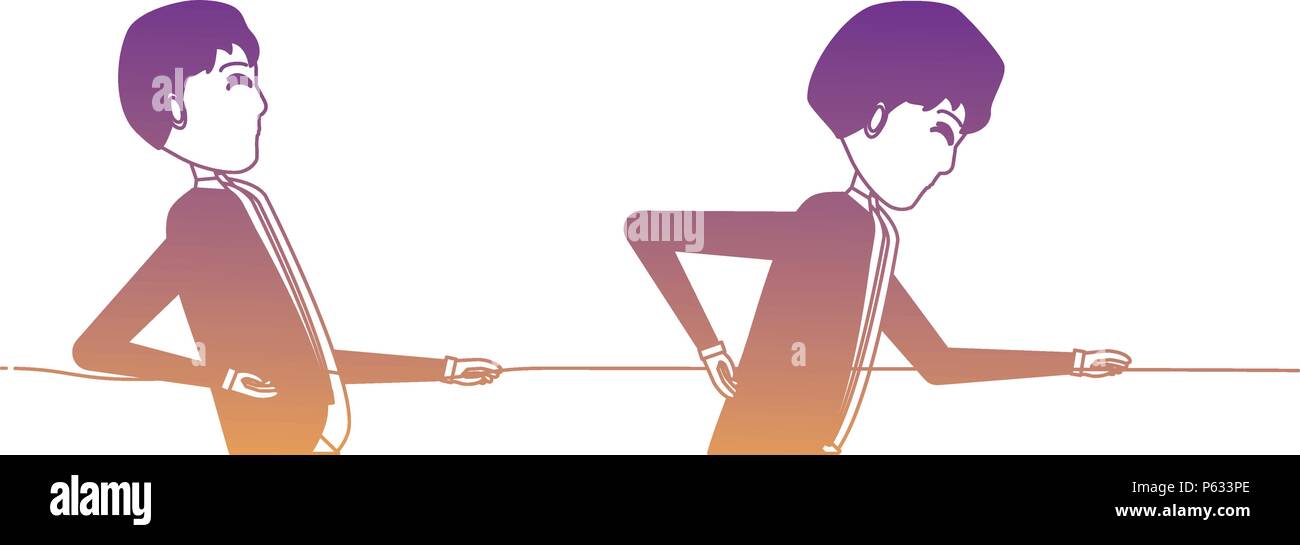 businessmen pushing a rope over white background, vector illustration ...