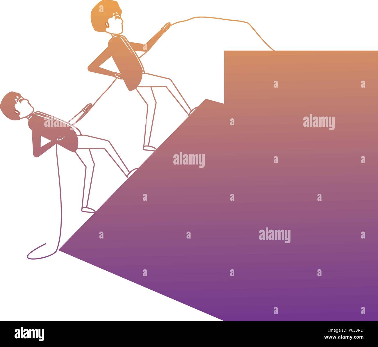 Cartoon businessmen climbing the top over white background, vector ...