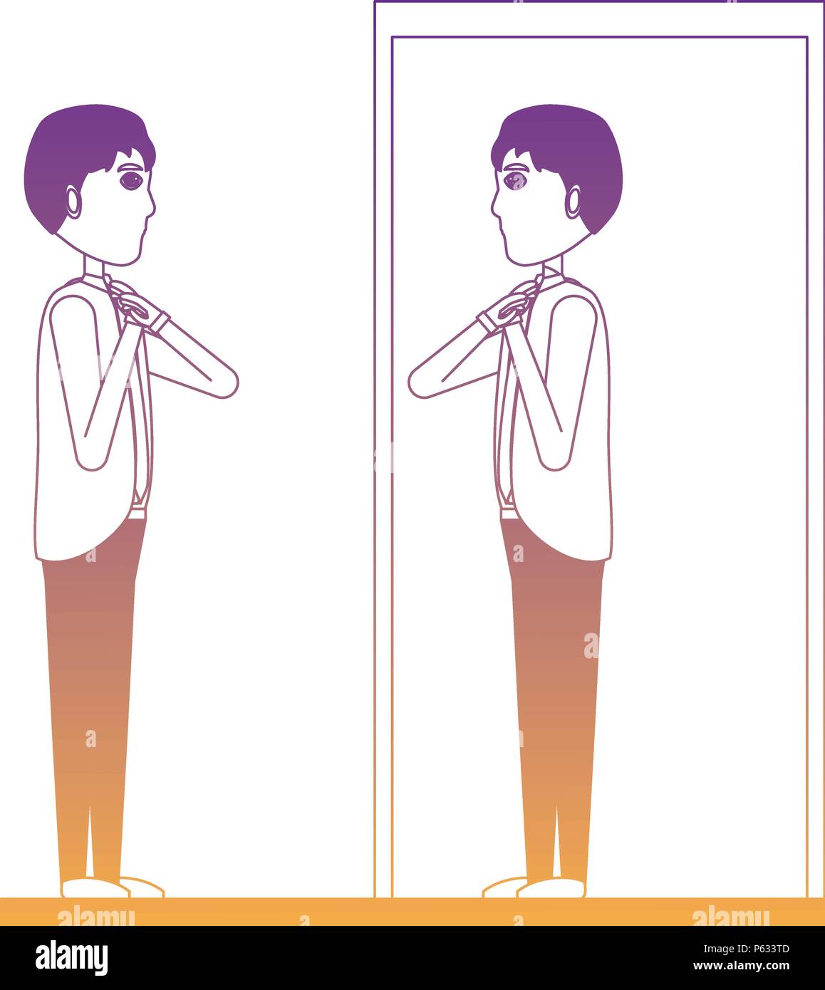 Man Looking Into Mirror Cartoon Stock Photos & Man Looking Into Mirror ...