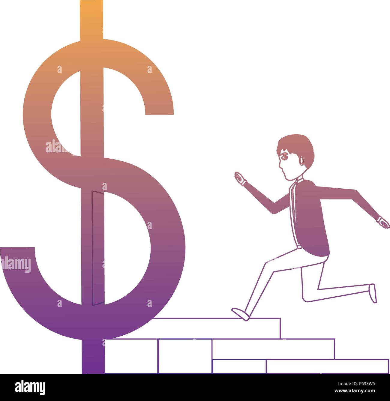 big money symbol and Cartoon businessman over white background, vector ...