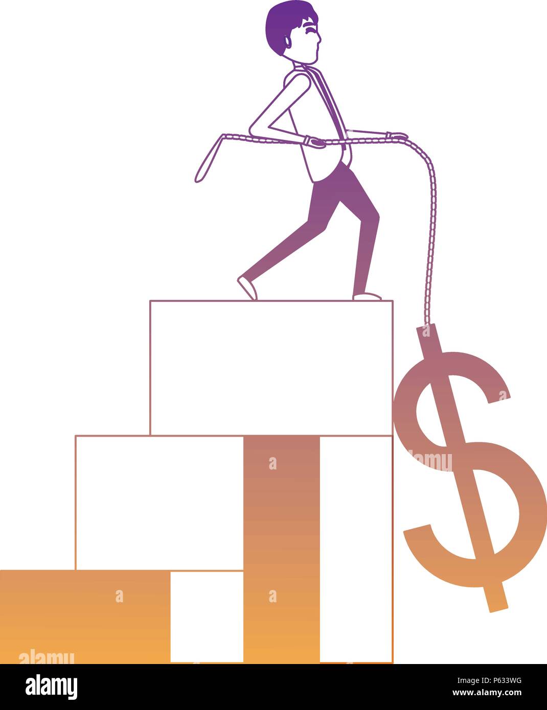 businessman pushing a money symbol over white background, vector ...