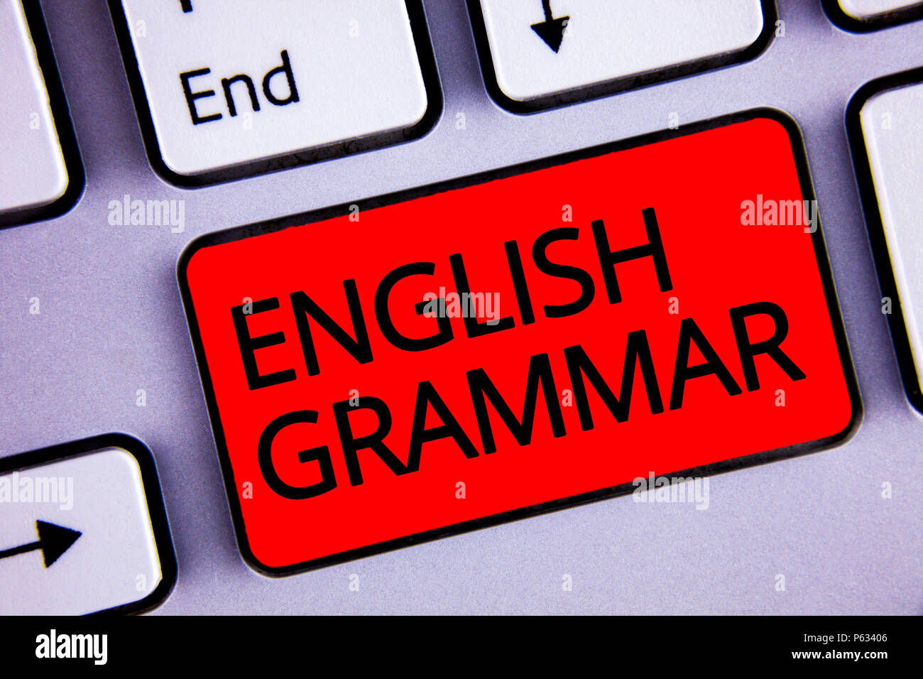 Text sign showing English Grammar. Conceptual photo Language Knowledge ...