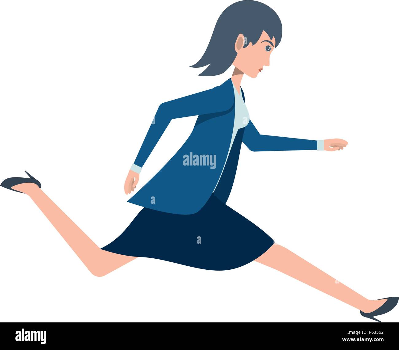 Cartoon businesswoman running over white background, vector ...