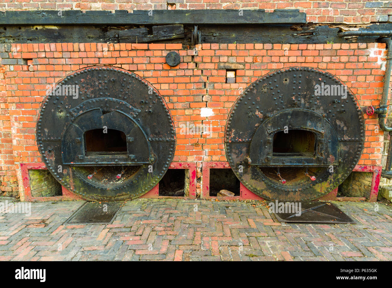 Two vintage boilers from Steam Engine House. Middleton Top, Cromford ...