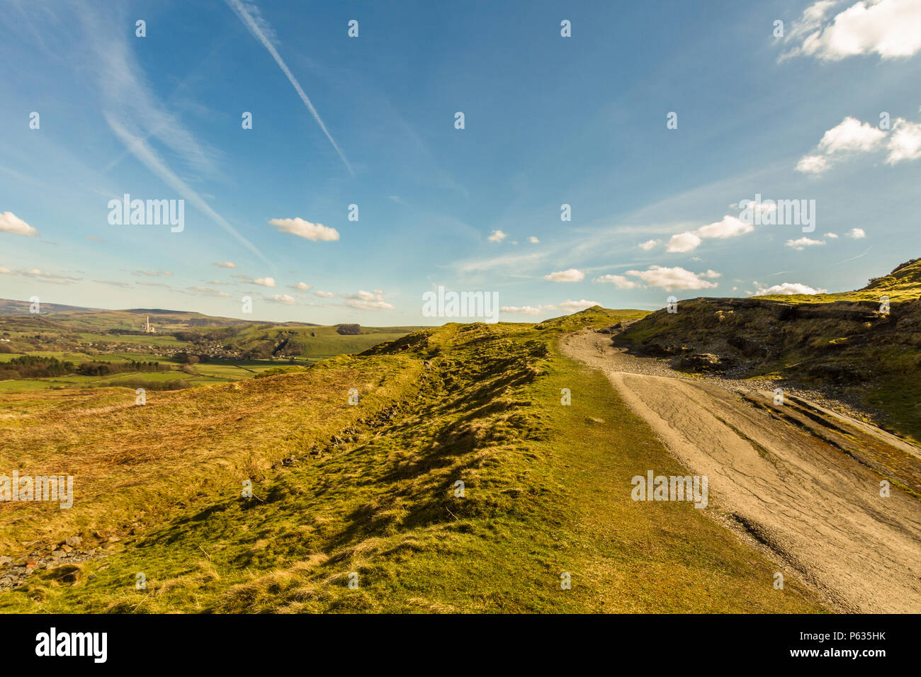 The Hope Valley and Breedon Cement Works, from near Mam Tor. Peak ...