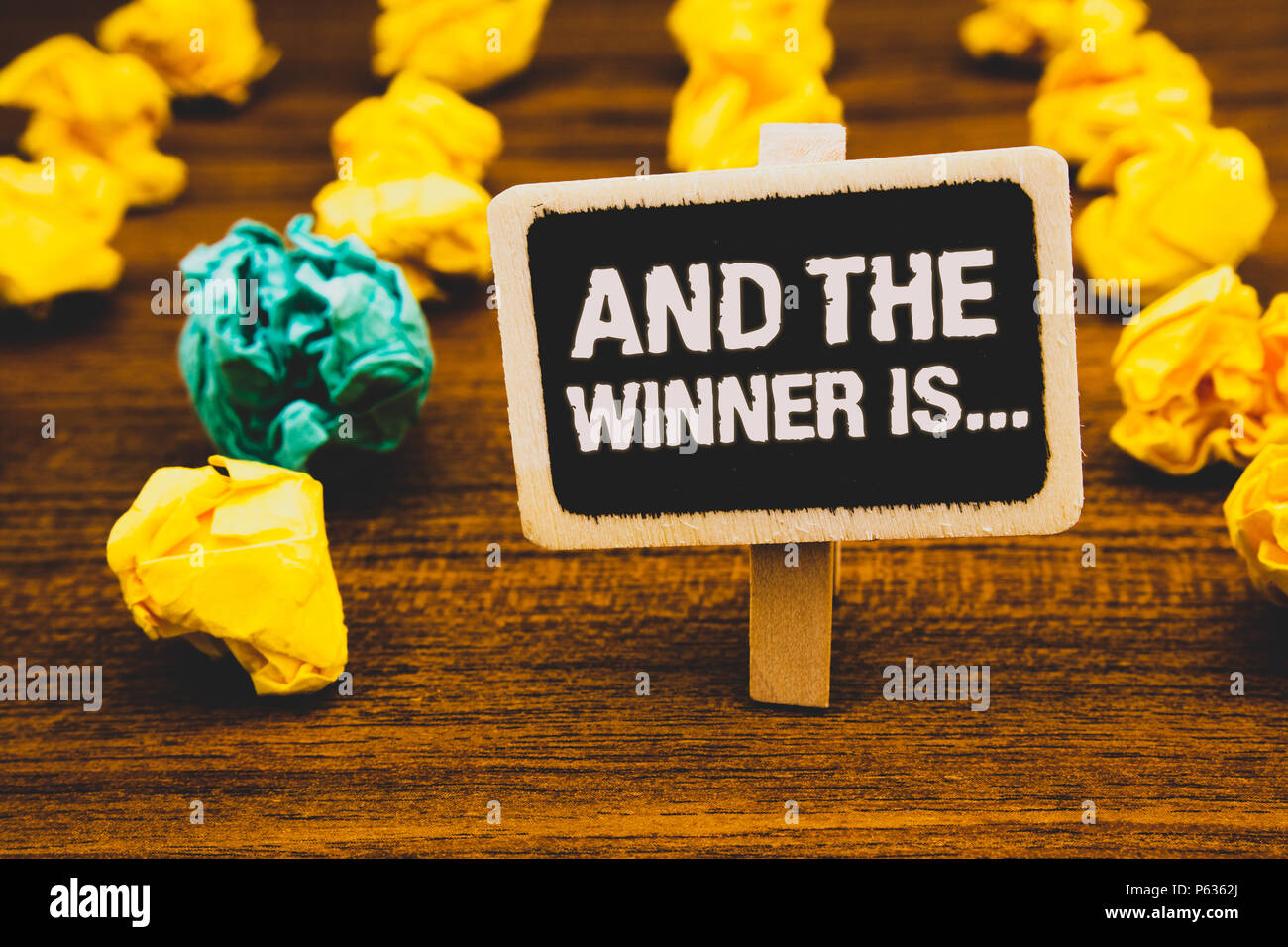 Text sign showing And The Winner Is . Conceptual photo Announcing as ...