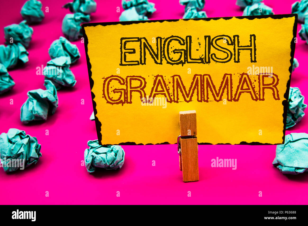 Text sign showing English Grammar. Conceptual photo Language Knowledge ...