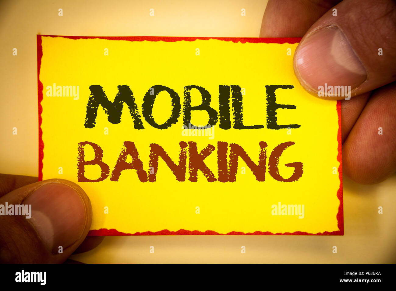 Writing note showing Mobile Banking. Business photo showcasing Online ...