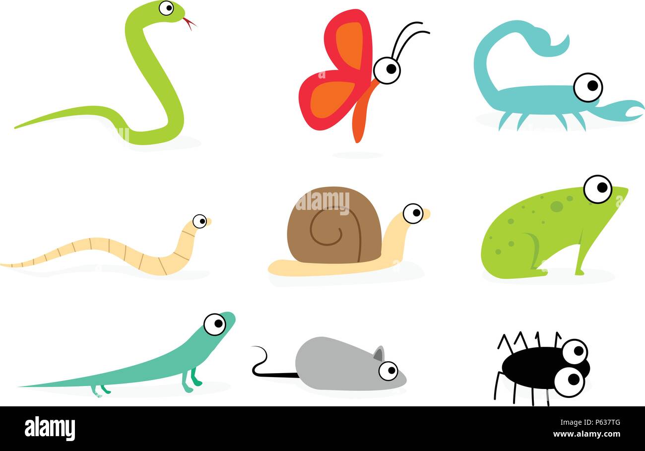 Set of side view animal in flat style, vector art design Stock Vector ...
