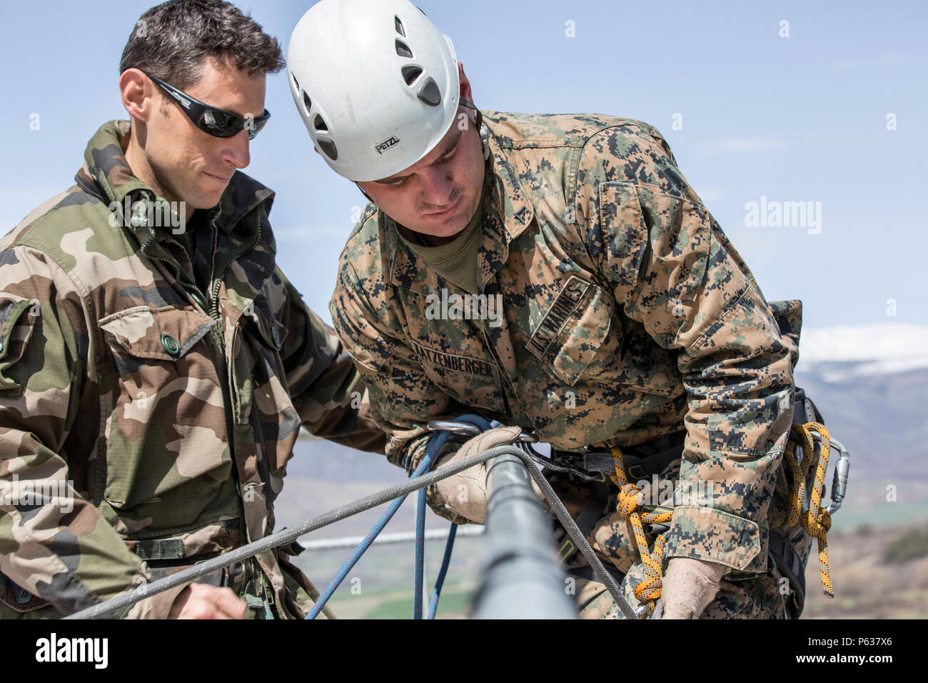 French Adjutant Frank Chaudre, (left), Commando training instructor ...