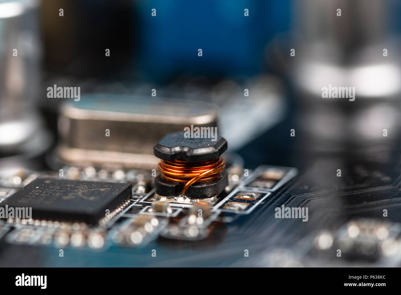 used pc motherboard macro view Stock Photo - Alamy