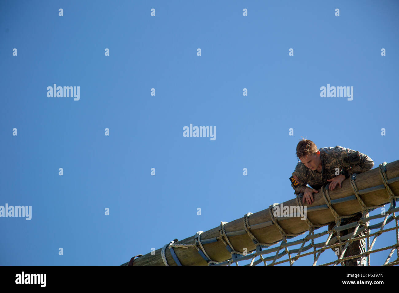 A U.S. Army Ranger navigates through an obstacle course during the Best ...