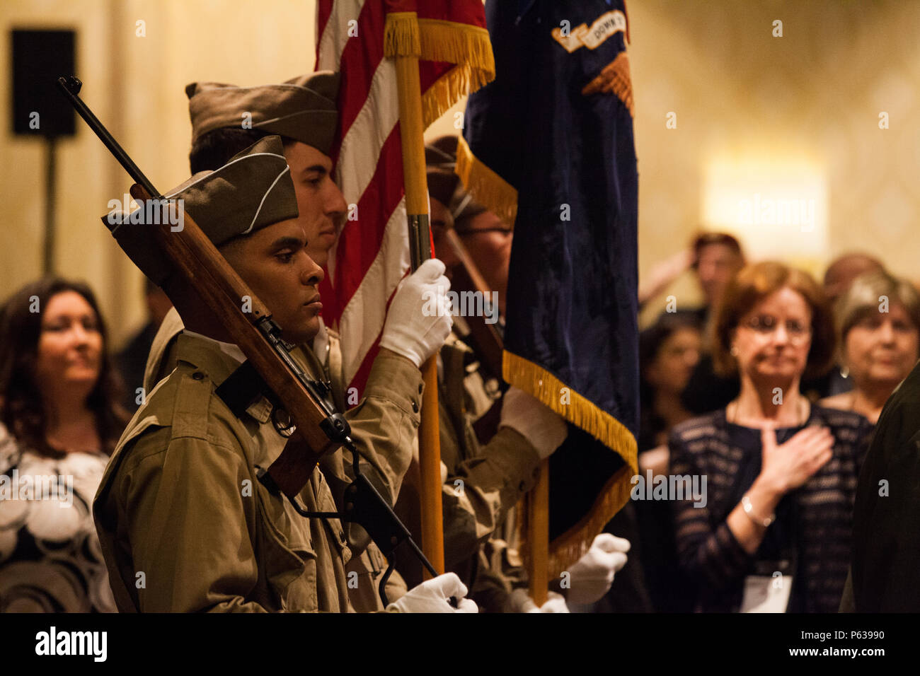 Members of the U.S. Army 507th Parachute Infantry Regiment Color Guard ...