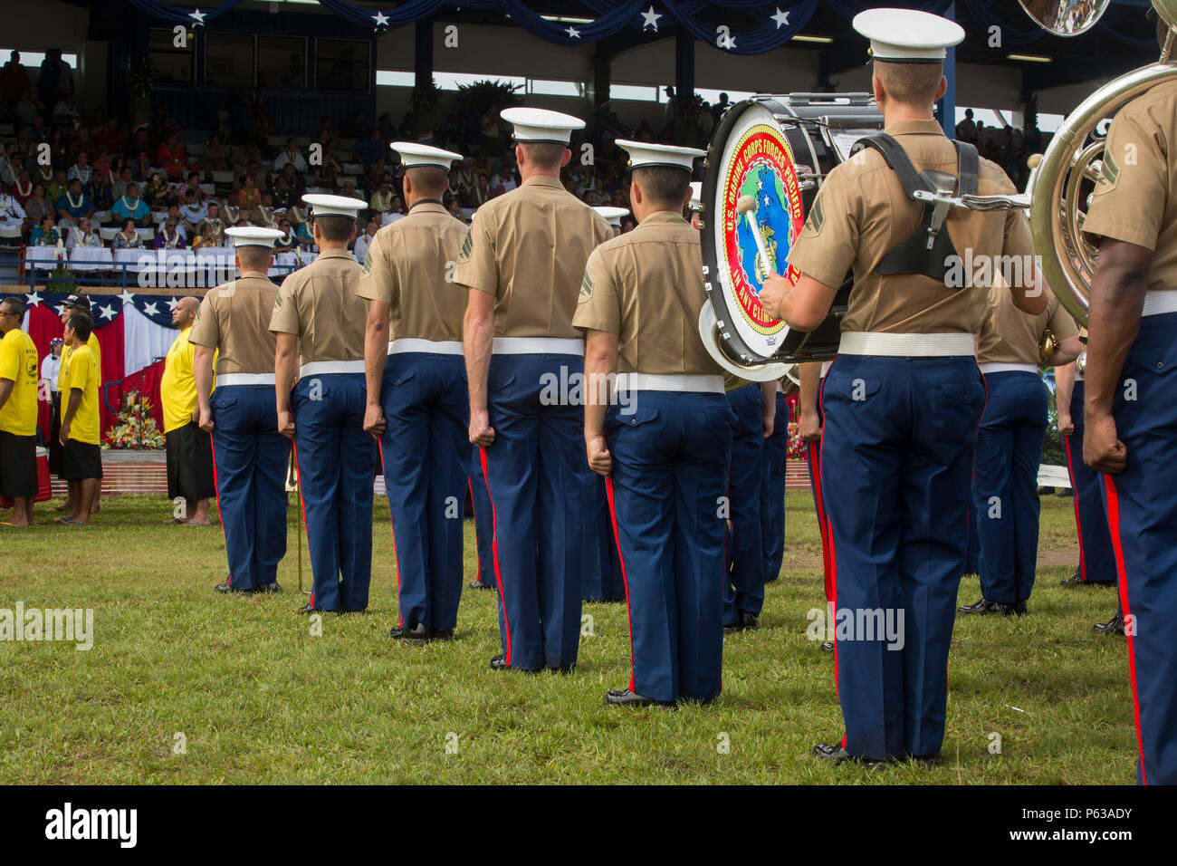 U.S. Marines with the U.S. Marine Corps Forces, Pacific band, perform ...
