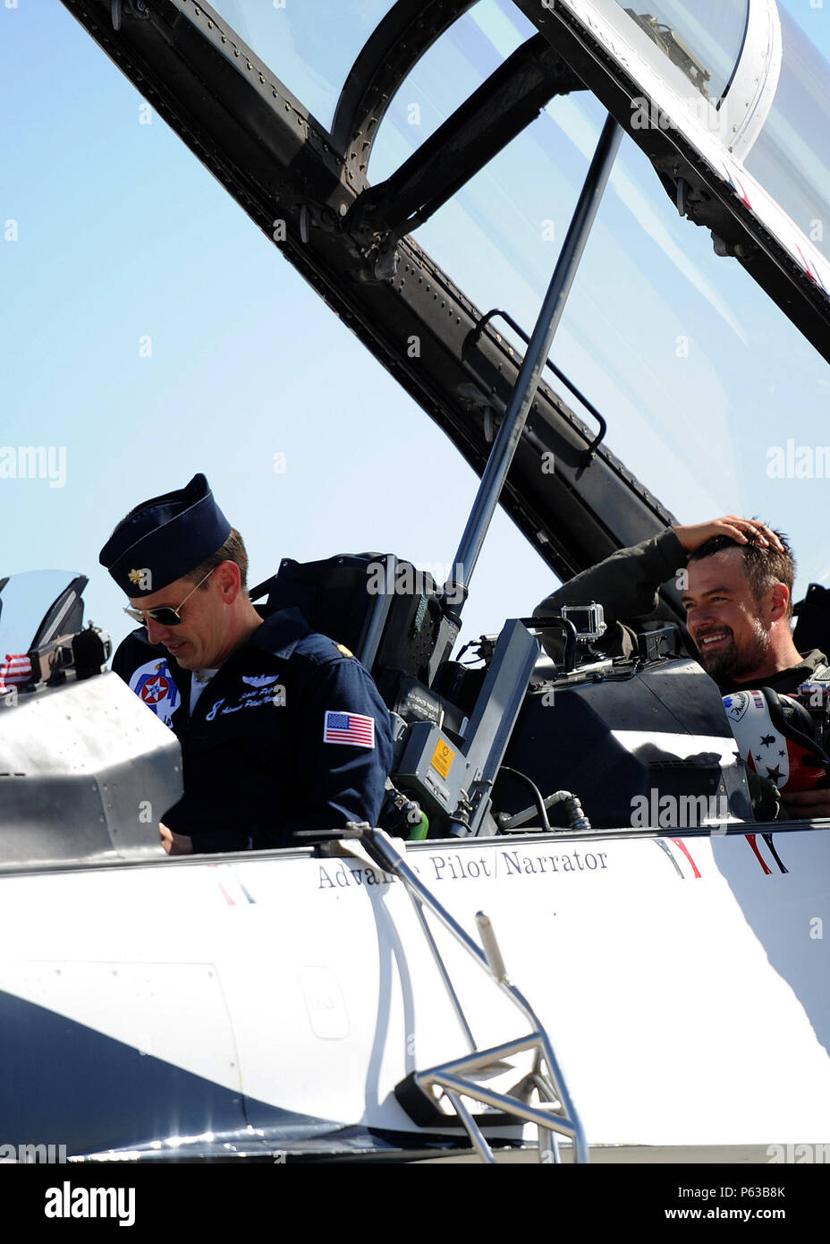 U.S. Air Force Thunderbirds pilot Major Scott Petz and actor Josh ...