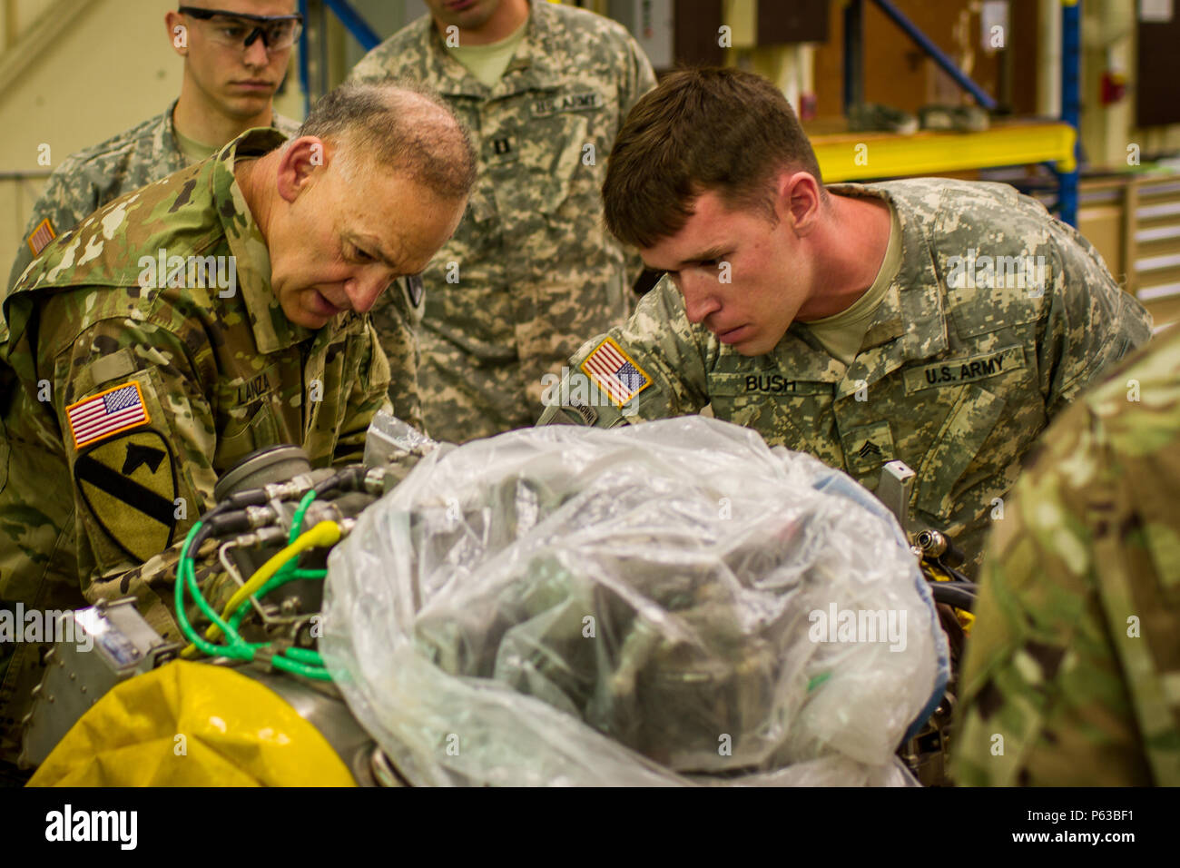 Lt. Gen. Stephen R. Lanza, I Corps commanding general, listens to U.S ...