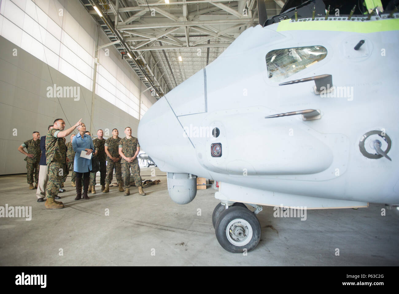 U.S. Marine Corps Lt. Col. John W. Spaid VI, left, commanding officer ...