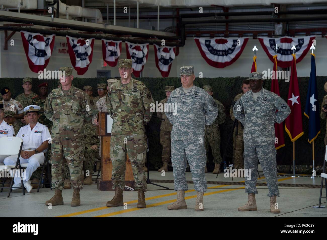Members of Combined Joint Task Force-Horn of Africa stand at attention ...