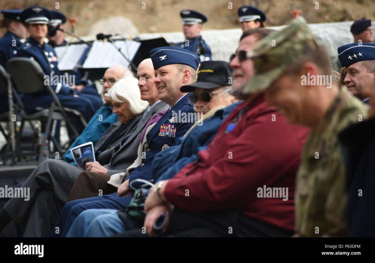 Col. Doug Schiess, 21st Space Wing commander, reacts to comments made ...