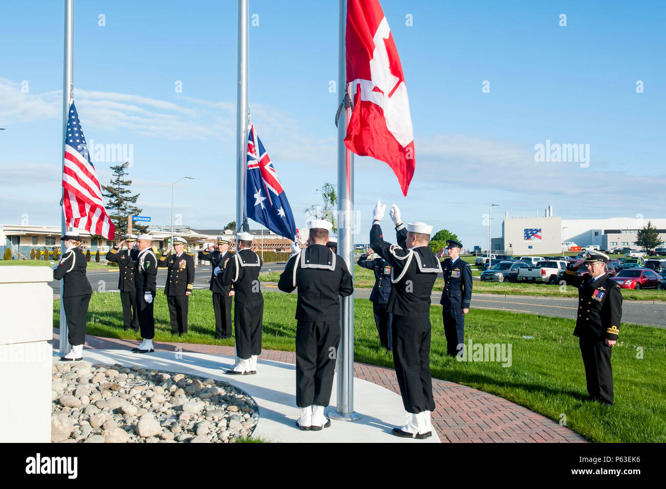 160425-N-WQ574-028 OAK HARBOR, Wash. (April 25, 2016) - Color guard ...