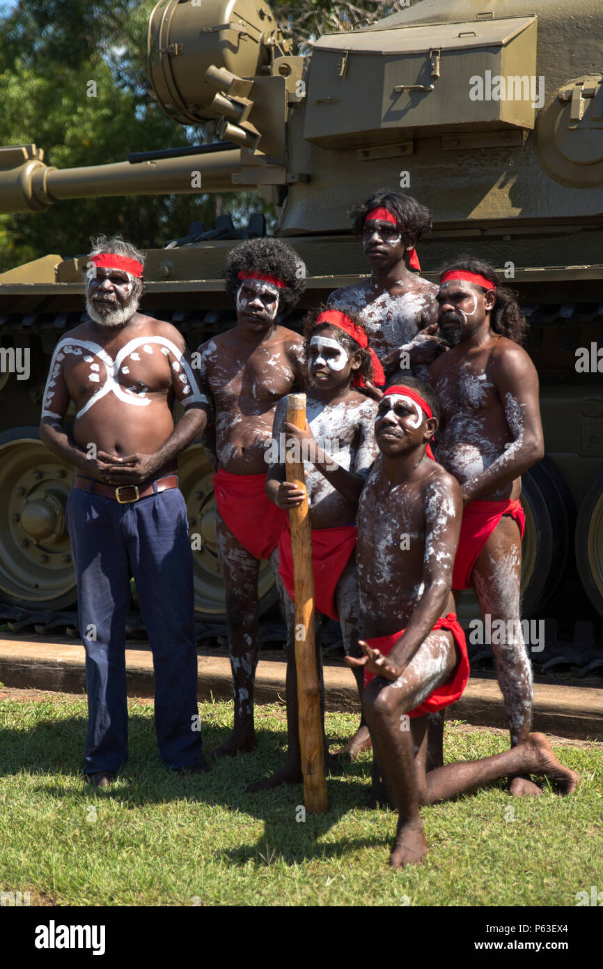 Aboriginal people pose for a picture after performing indigenous ...