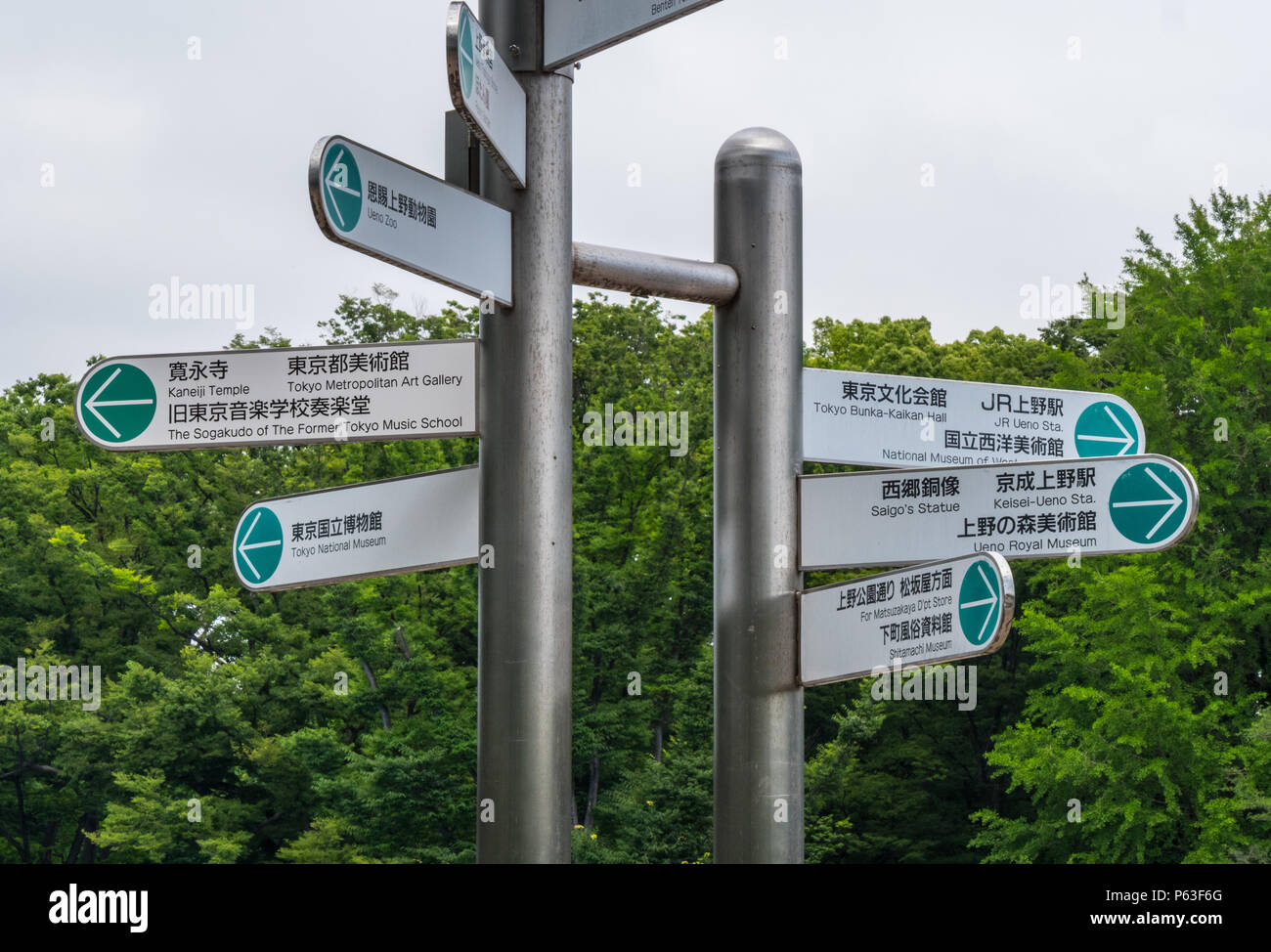 Direction signs at Ueno Park in Tokyo - TOKYO / JAPAN - JUNE 12, 2018 ...