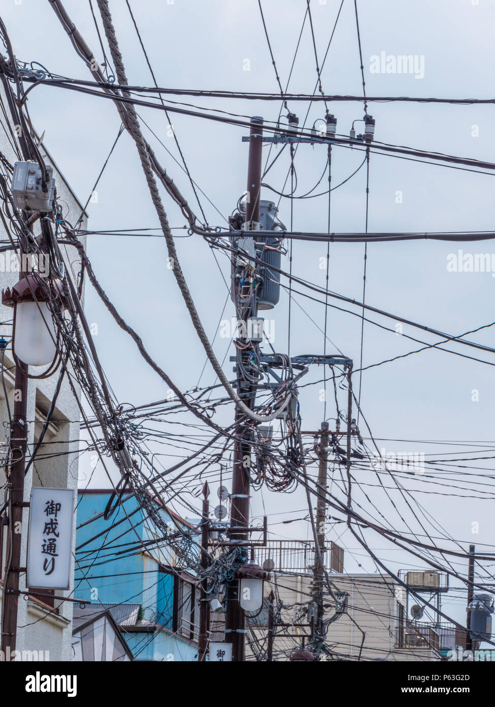 Outdoor electricity wires in the streets of Japan - TOKYO / JAPAN ...