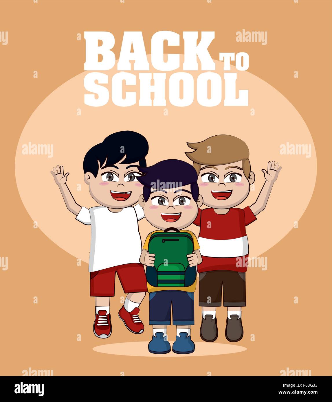 School boys friends cartoons vector illustration graphic design Stock ...