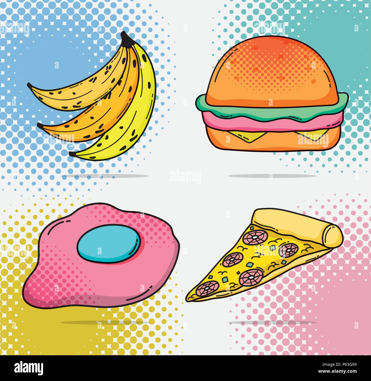 Set of pop art cartoons icons vector illustration graphic design Stock ...