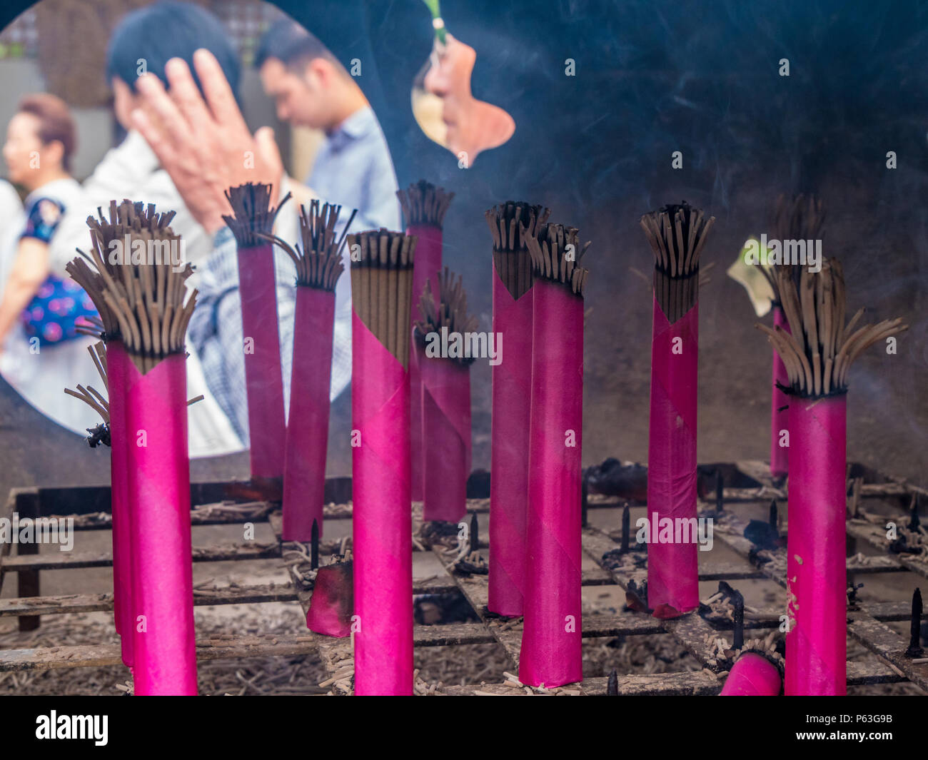 Religious incense sticks at a Japanese Temple - TOKYO / JAPAN - JUNE 12 ...