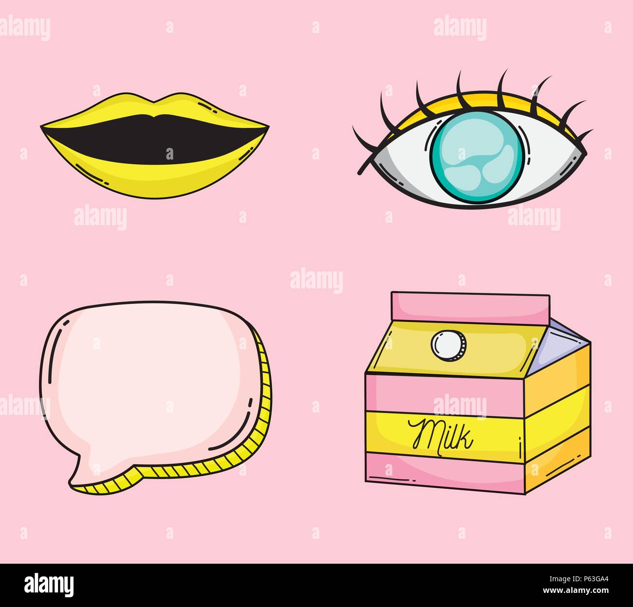 Set of pop art cartoons icons vector illustration graphic design Stock ...