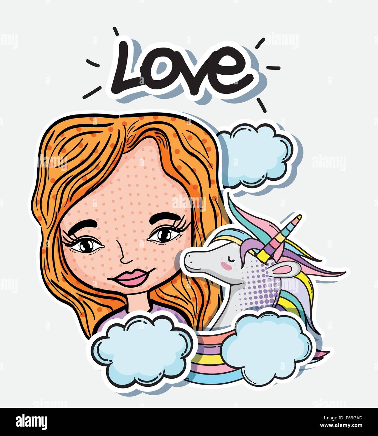 Cute girl cool pop art cartoon vector illustration graphic design Stock ...