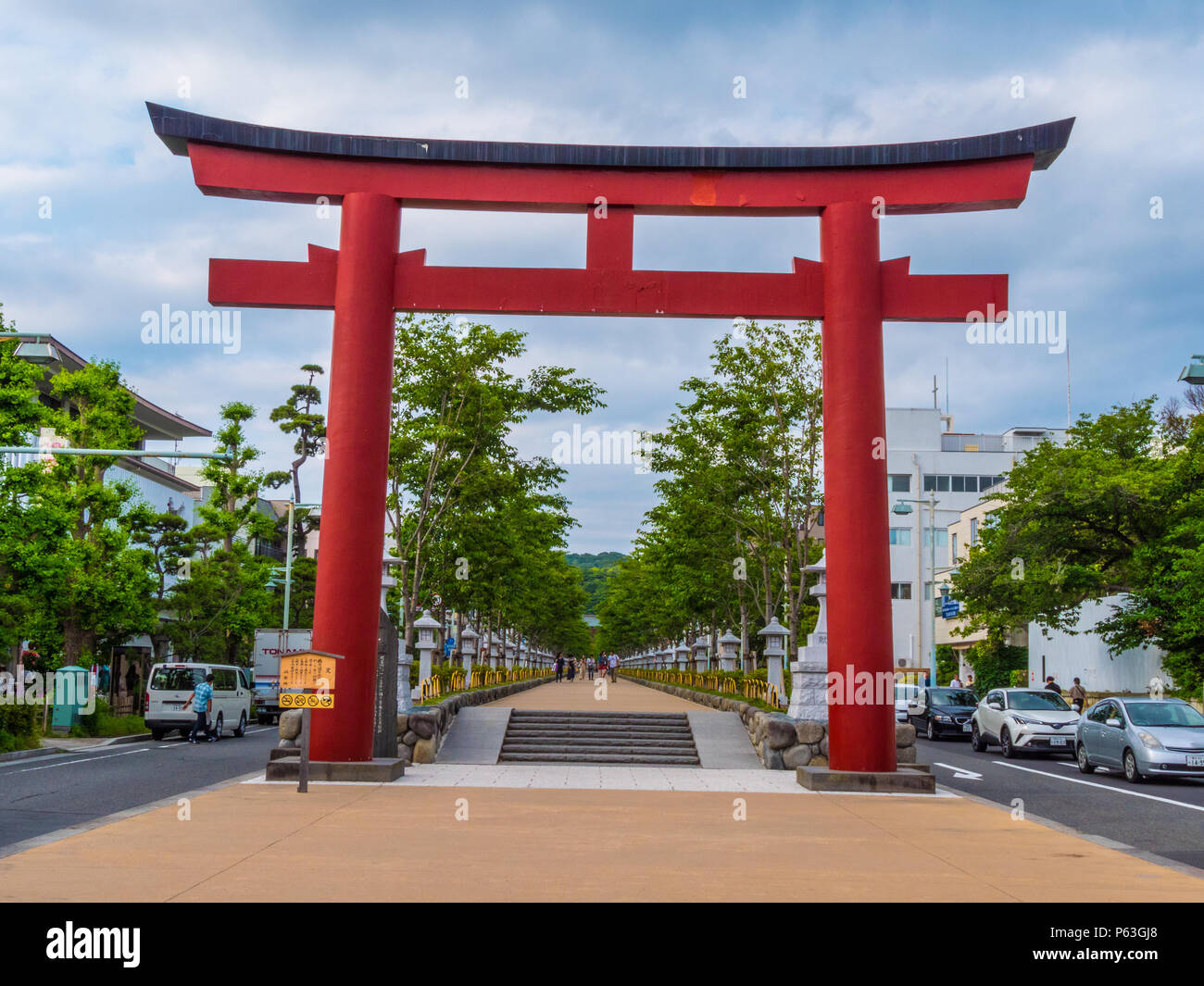 Typical Japanese Red Gate in the Streets of Kamakura called Torii Gate ...
