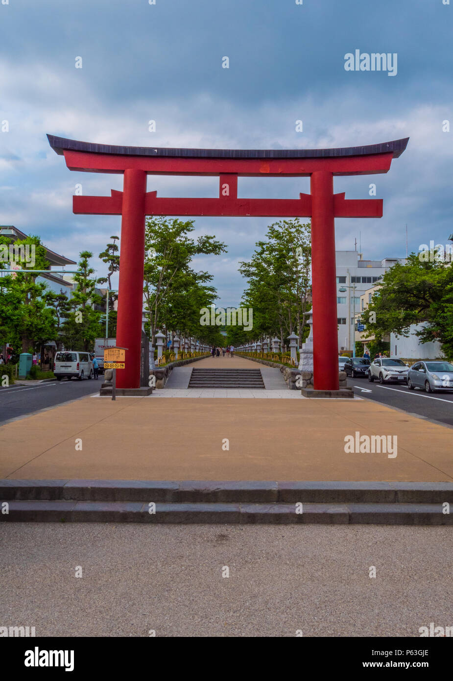 Typical Japanese Red Gate in the Streets of Kamakura called Torii Gate ...