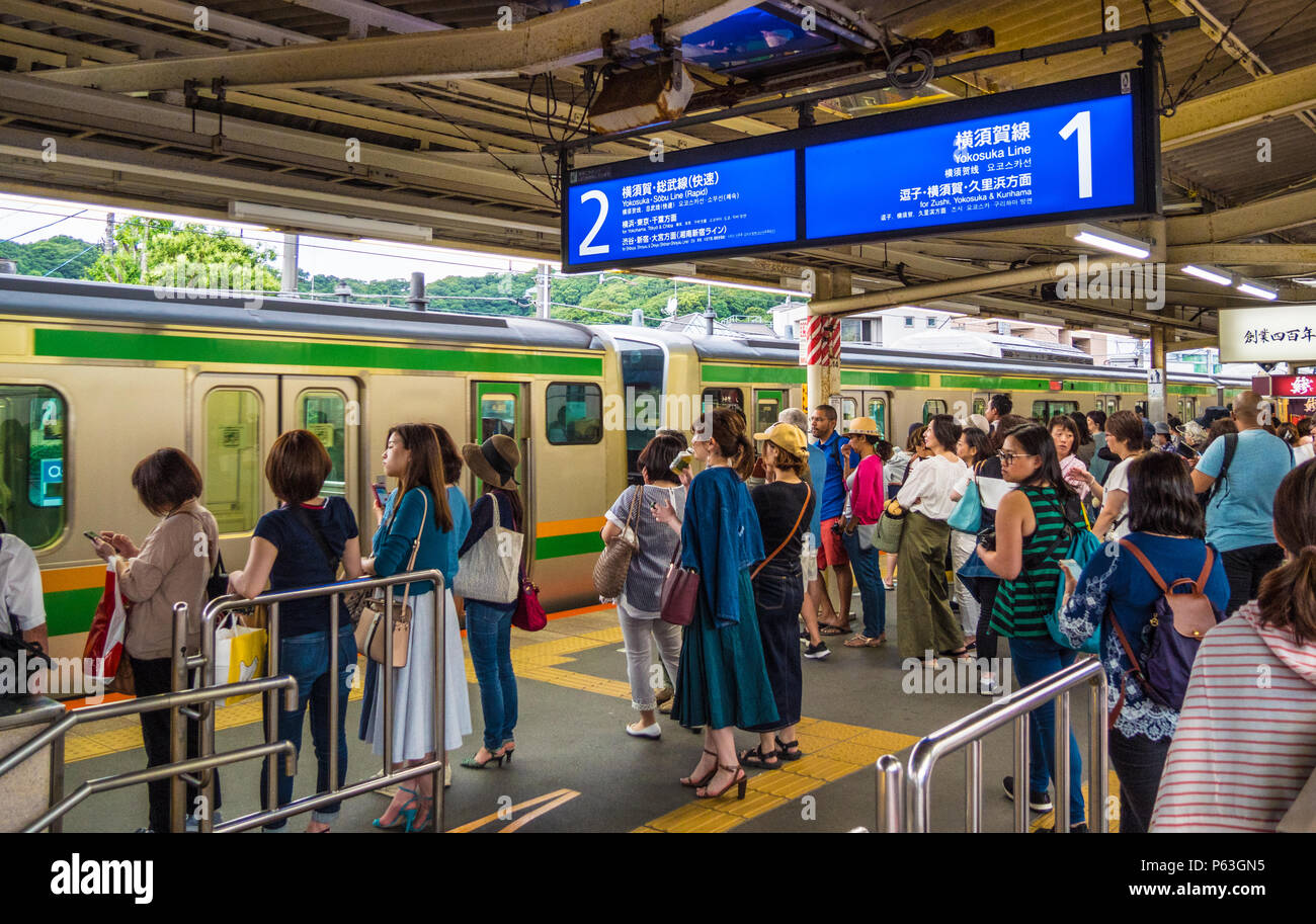 The railway tracks and platforms at Kamakura Station - TOKYO / JAPAN ...