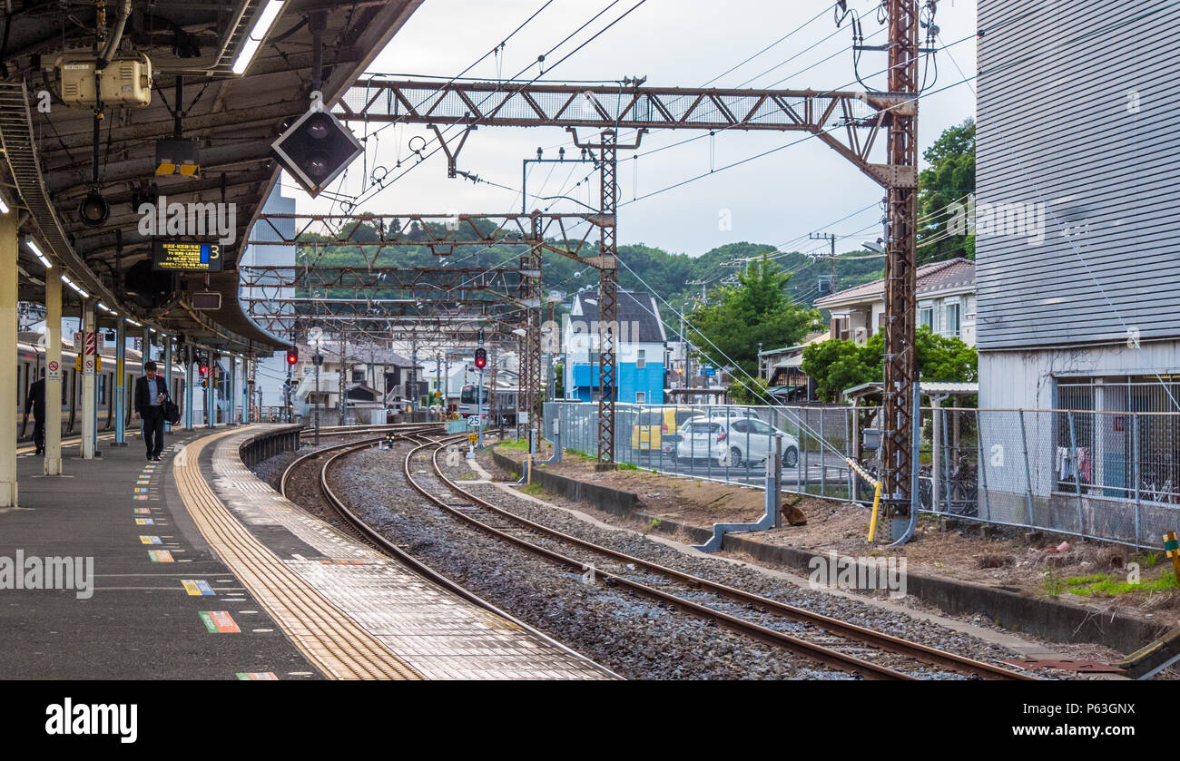 The railway tracks and platforms at Kamakura Station - TOKYO / JAPAN ...