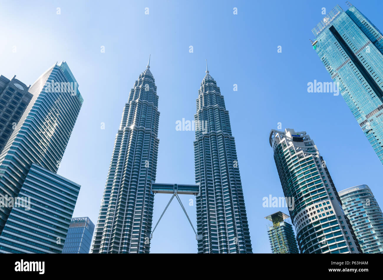 Kuala Lumpur - February 12,2018 : Petronas Twin Towers with beautiful ...