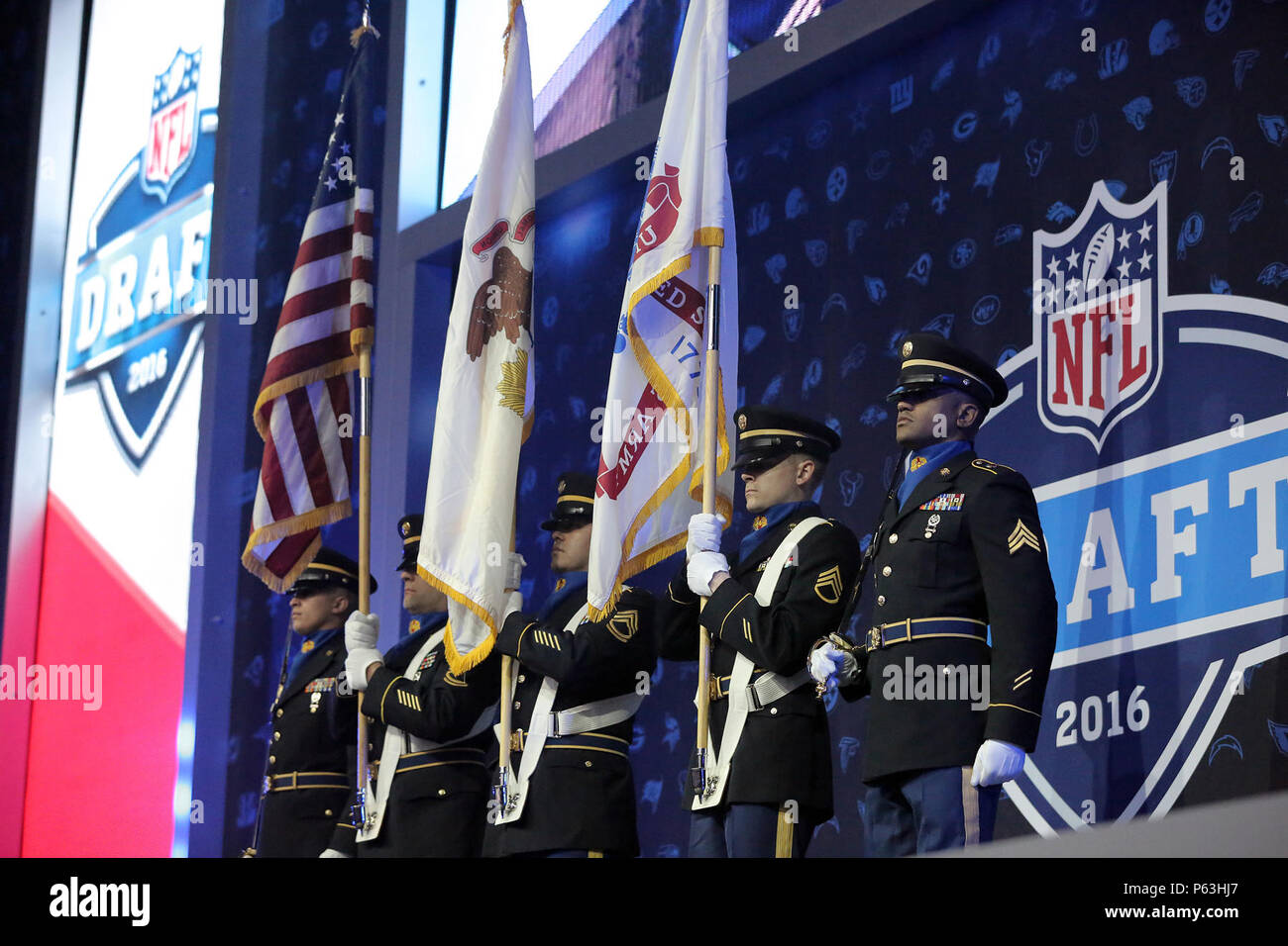 The Army Reserve’s 85th Support Command color guard team presents the ...