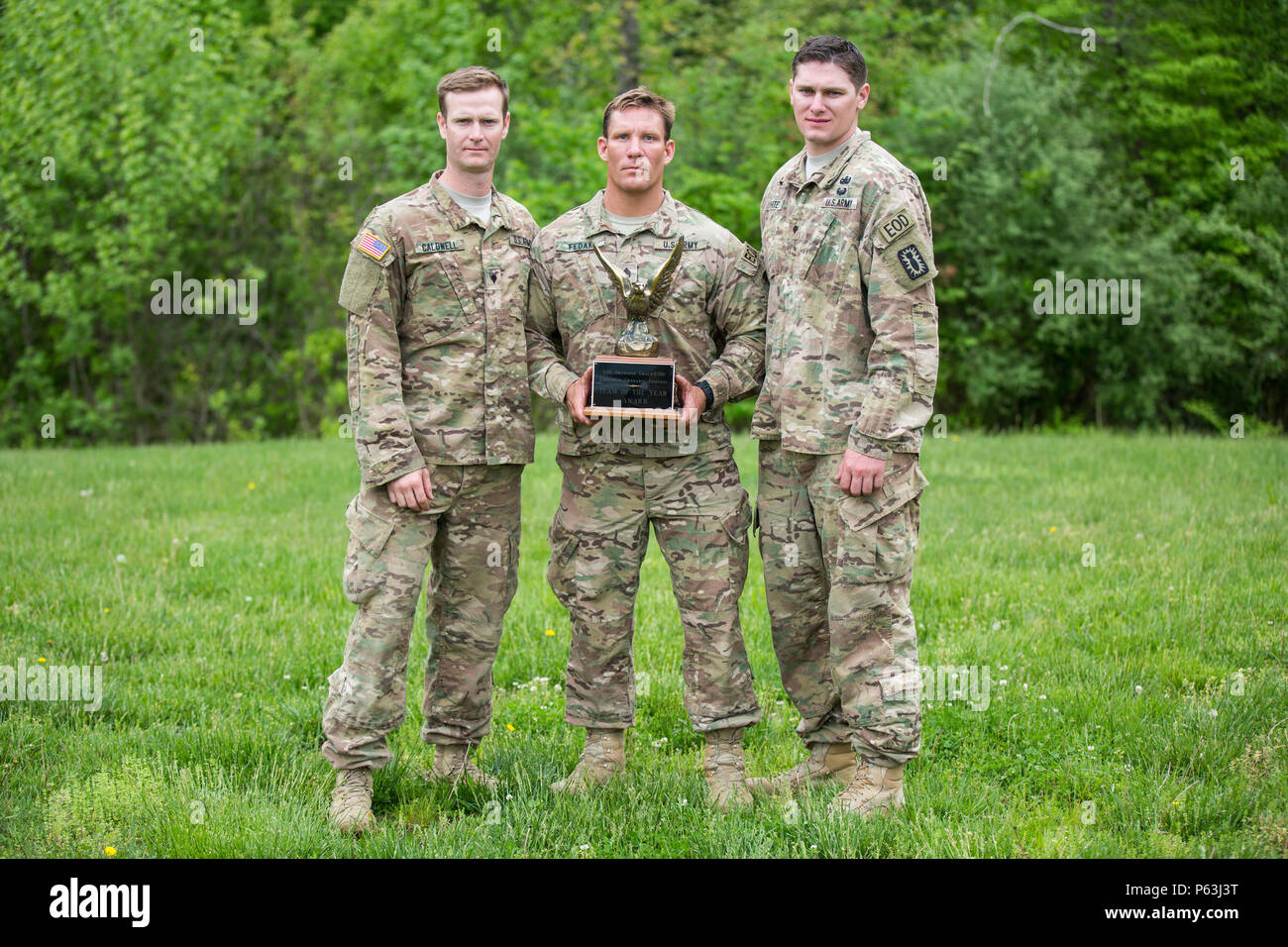 U.S. Army Staff Sgt. Jason Fedak, Spc. Lauren Caldwell, and Spc. Blake ...